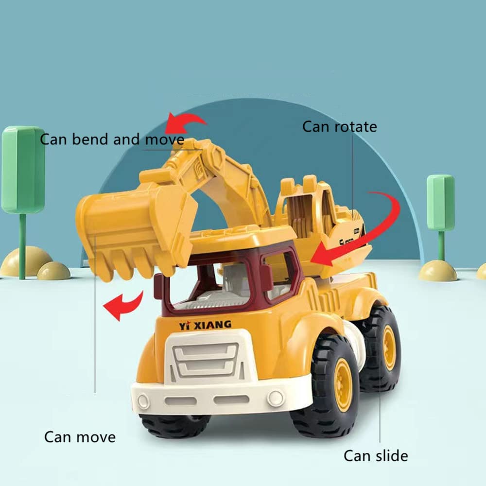 Construction Vehicle Toys Plastic Construction Excavator Tractor Dump Truck Play Cars Toy Trucks for Boys(4 Packs)