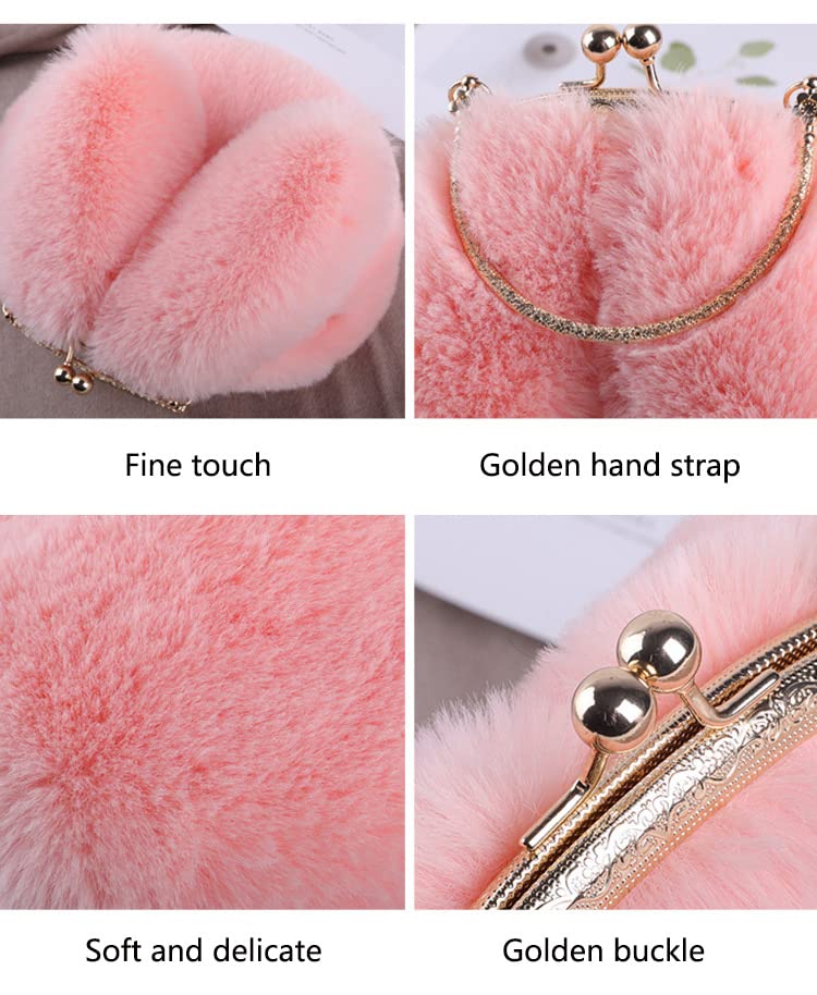 Cute Rabbit Ear Plush Bags for Women, Bunny Ear Chain Crossbody Bags (Beige)