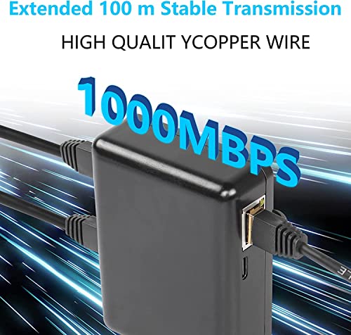 SinLoon RJ45 Network Splitter Adapter Gigabit,1000Mbps Ethernet Cable Splitter, Cat5,Cat6,Cat7,RJ45 Network Extension Connector,Four Devices Share The Internet at The Same Time (Black Gigabit 1 to 4)