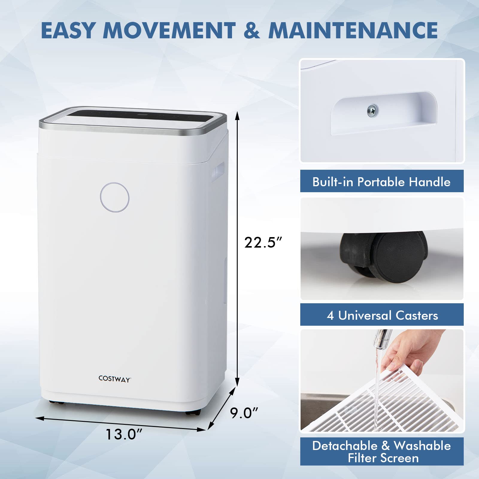 COSTWAY 4000 Sq. Ft Dehumidifier for Basement, 60 Pints Dehumidifier with Drain Hose, 3 Modes, 3-Color Digital Display, 24H Timer, 1.7 Gallon Water Tank, Auto Defrost, Ideal for Home, Large Room