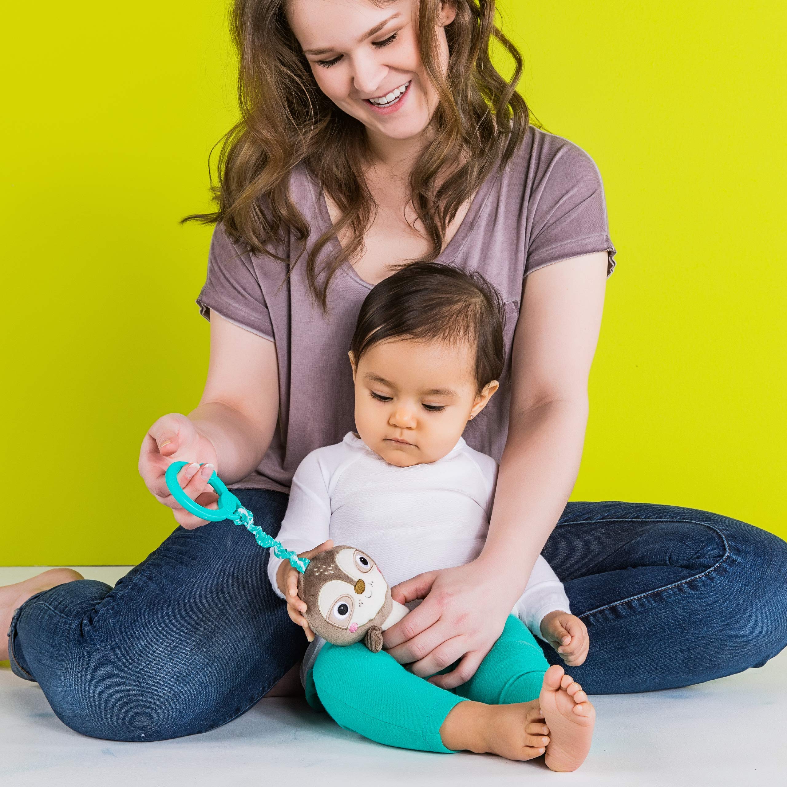Bright Starts Take 'n Shake On-The-Go Take-Along Toy - Sloth, Ages Newborn +