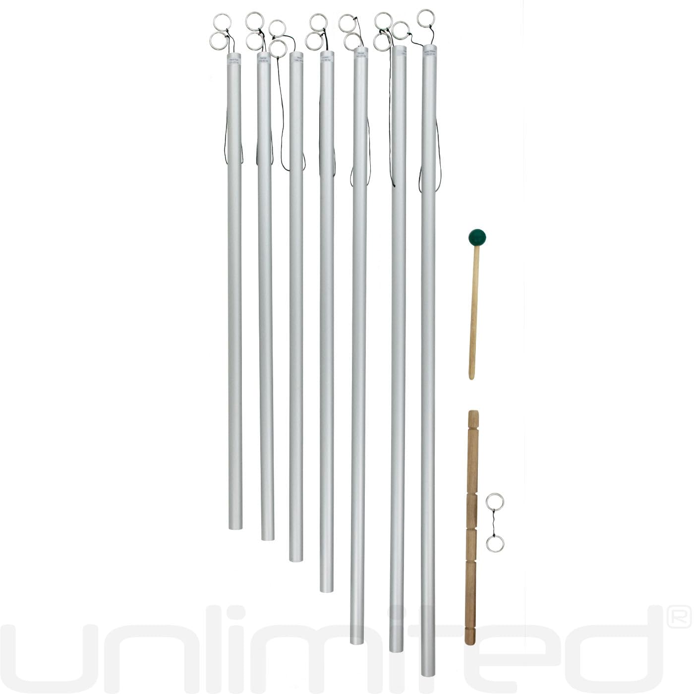 Set of 7 Chakra Tuned Healing Chimes with Framed Wood Stand - Includes 7 Chimes, Stand, & Mallet/Great for Sound Therapy & Chakra Balancing