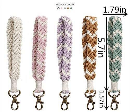Sither Boho Macrame Keychain for Women Handmade Keychain Bracelet Keyring Wristlet Macrame Keychain Holder for Gift(green)