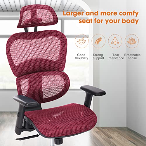 Ergonomic Office Chair,Large High Back Office Chairs Ergo3D Rolling Desk Chair with 4D Adjustable Armrest,3D Lumbar Support,Adjustable Headrest,Breathable Mesh Computer Gaming Executive Swivel Chairs