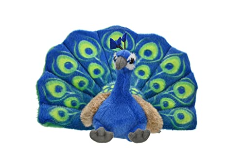 WILD REPUBLIC Peacock Plush, Stuffed Animal, Plush Toy, Kids Gifts, Cuddlekins, 8 Inches,Blue