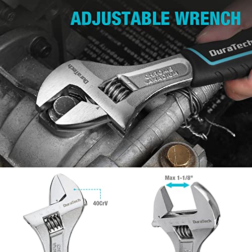 DURATECH 4-Piece Pliers Set, 8" Long Nose Pliers, 8" Slip Joint Pliers, 8" Groove Joint Pliers and 8" Adjustable Wrench, for Home Use