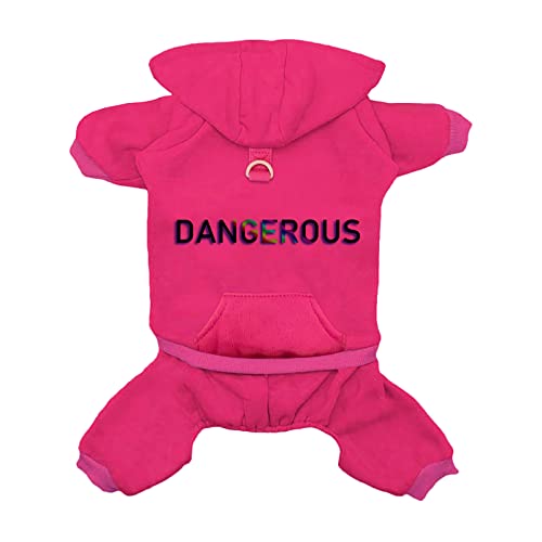 Izefia Dog Hoodie Dog Hoodies with Pocket Clothes 4 Legs Jumpsuit Fleece Sweater Winter Sweat Shirt Warm Cotton Dog Hoodie for Small Dog Medium Large Dog Cat Magenta M