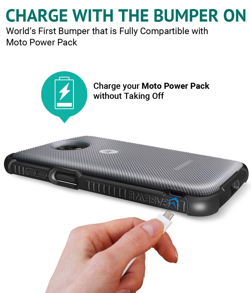 Casewe - Motorola Moto Z3 / Z3 Play Protective Flexible Bumper Case Cover/Compatible with Moto Mods - All Matte Black