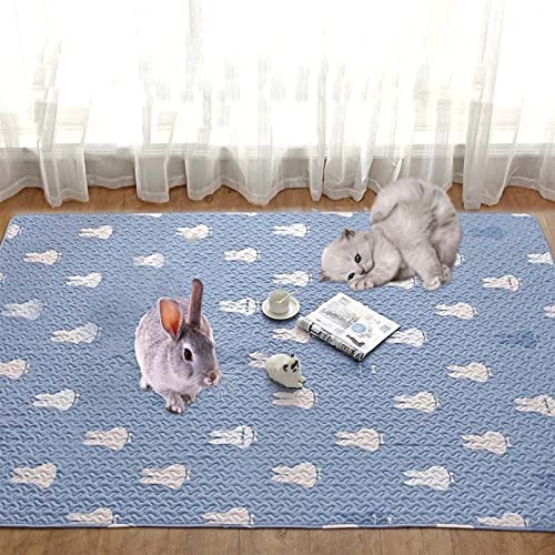 kathson Rabbit Cage Liners Washable Super Absorbent Sleep Pad Bed for Guinea Pig Small Animals Reusable Fleece Bedding Anti-Slip Mats for Bunny Hedgehog Kitten Chinchilla (27.5 x 70inch)