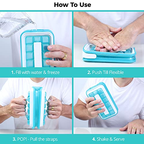 ICEBREAKER CLEAR POP 2023 - Make And Serve Ice Without Ever Touching The Ice - The Sanitary Ice Tray for Freezer - NO Spills Silicone Tray With Lid - Ice Cube Maker 18 Ice Cubes