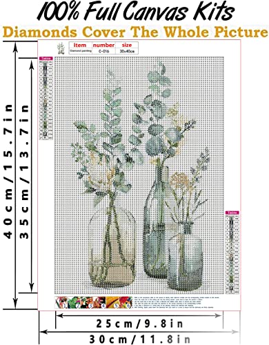 VeGuude Diamond Painting Kits for Adults - Three VasesDIY 5D Diamond Art Kits Full Drill Diamond Dots Paintings with Diamonds Gem Art and Crafts Home Decor 12x16inch