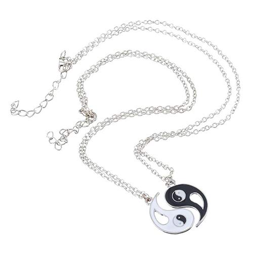 MileHouse Fine Necklace for Girls,2Pcs/Set Best Friends Tai Chi Yin Yang Hollow Pendant Split Matching Necklace