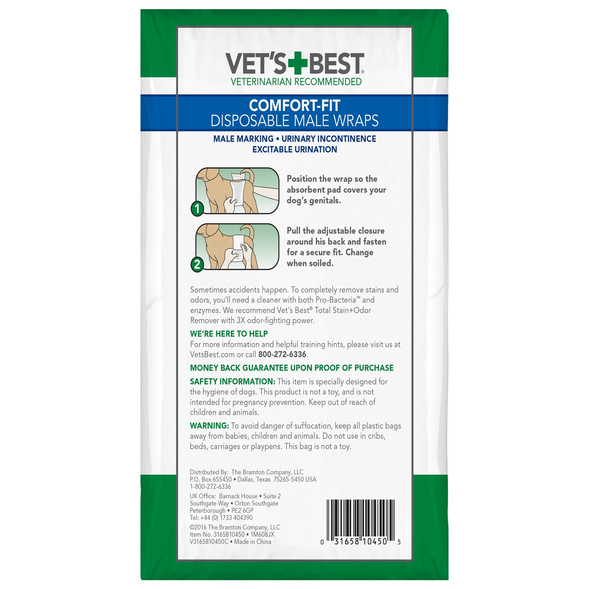 Vet’s Best Comfort Fit Disposable Male Dog Diapers | Absorbent Male Wraps with Leak Proof Fit | Small, 12 Count