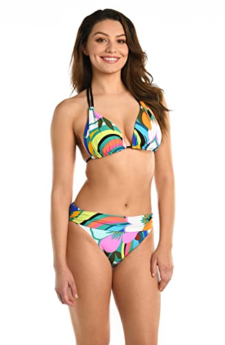 La Blanca Women's Halter Bikini Swimsuit Top, Multi//Sun Catcher, 6