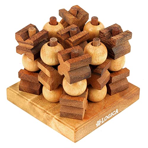 Logica Puzzles Art. Tic-Tac-Toe 3D - Board Game in Fine Wood - Strategy Game for 2 Players - New 3D Strategies
