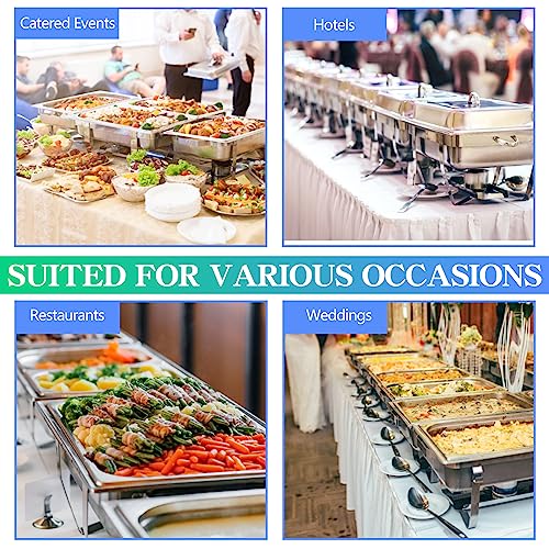 Jacgood Chafing Dish Buffet Set 4 Packs,8 QT Stainless Steel Foldable Rectangular Chafing Full Size Food Pan,Chafing Servers with Covers Buffet Servers and Food Warmers for Parties Wedding