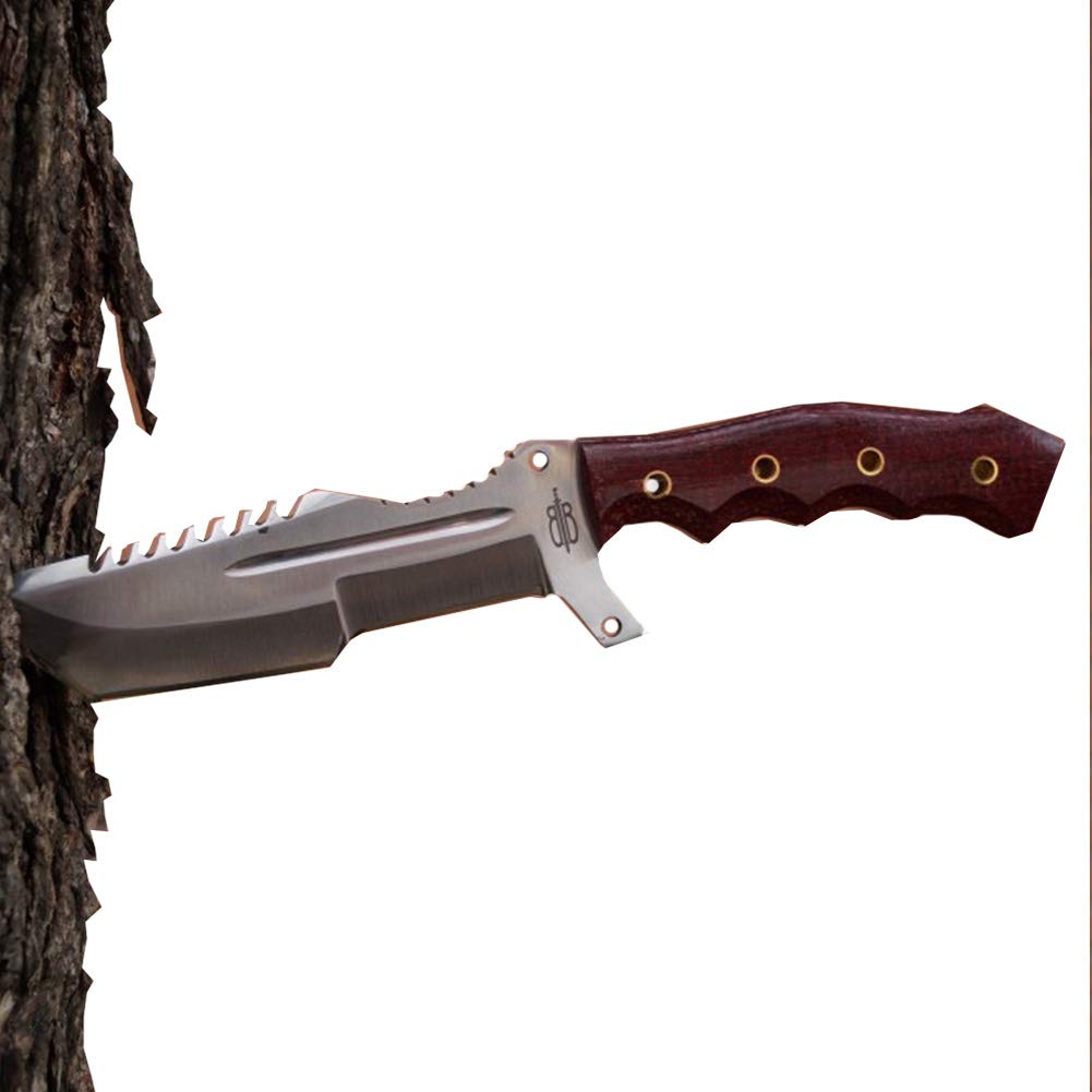 BucknBear Custom Handmade 440C Stainless Steel Tanto Tracker Fixed Blade Hunting Knife (Red G10))