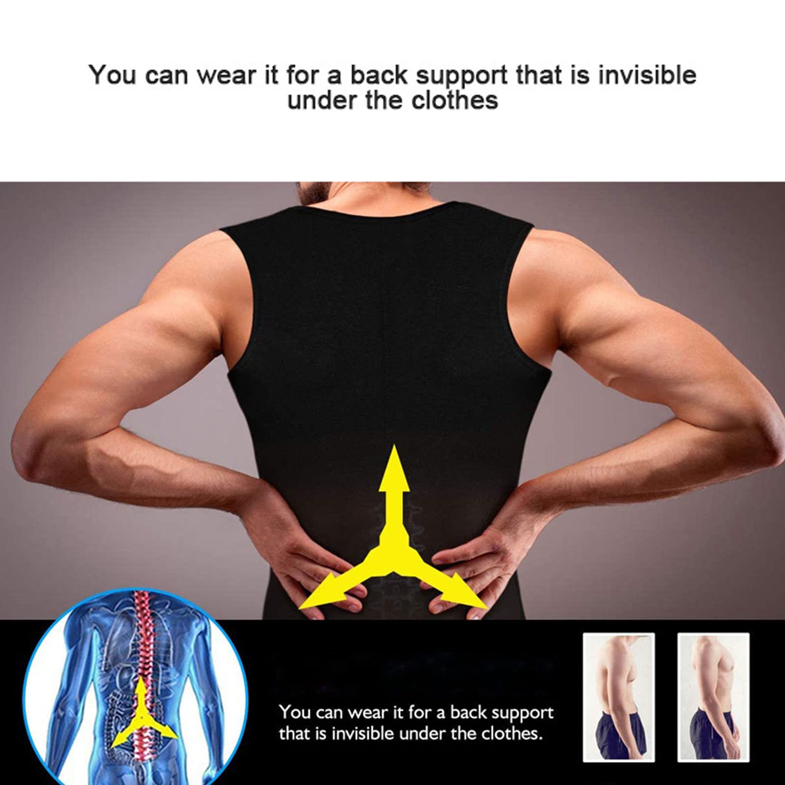CGTFY Gynecomastia Compress Tank Top, Compression Tank Top Men, Men Slimming Body Vest Black (XXL)