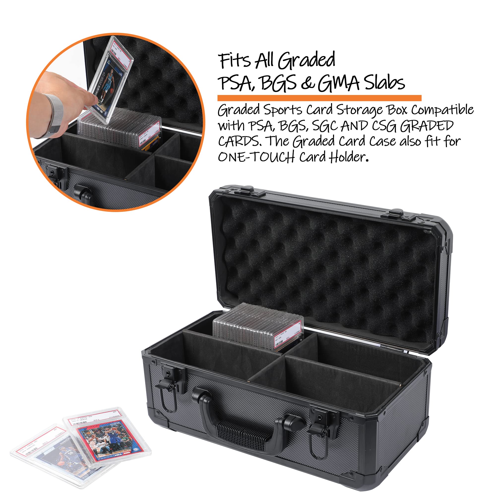D DACCKIT Graded Card Storage Box - 112+ Graded Cards Case Compatible with PSA BGS CSG FGS Graded Sports Cardsā¦
