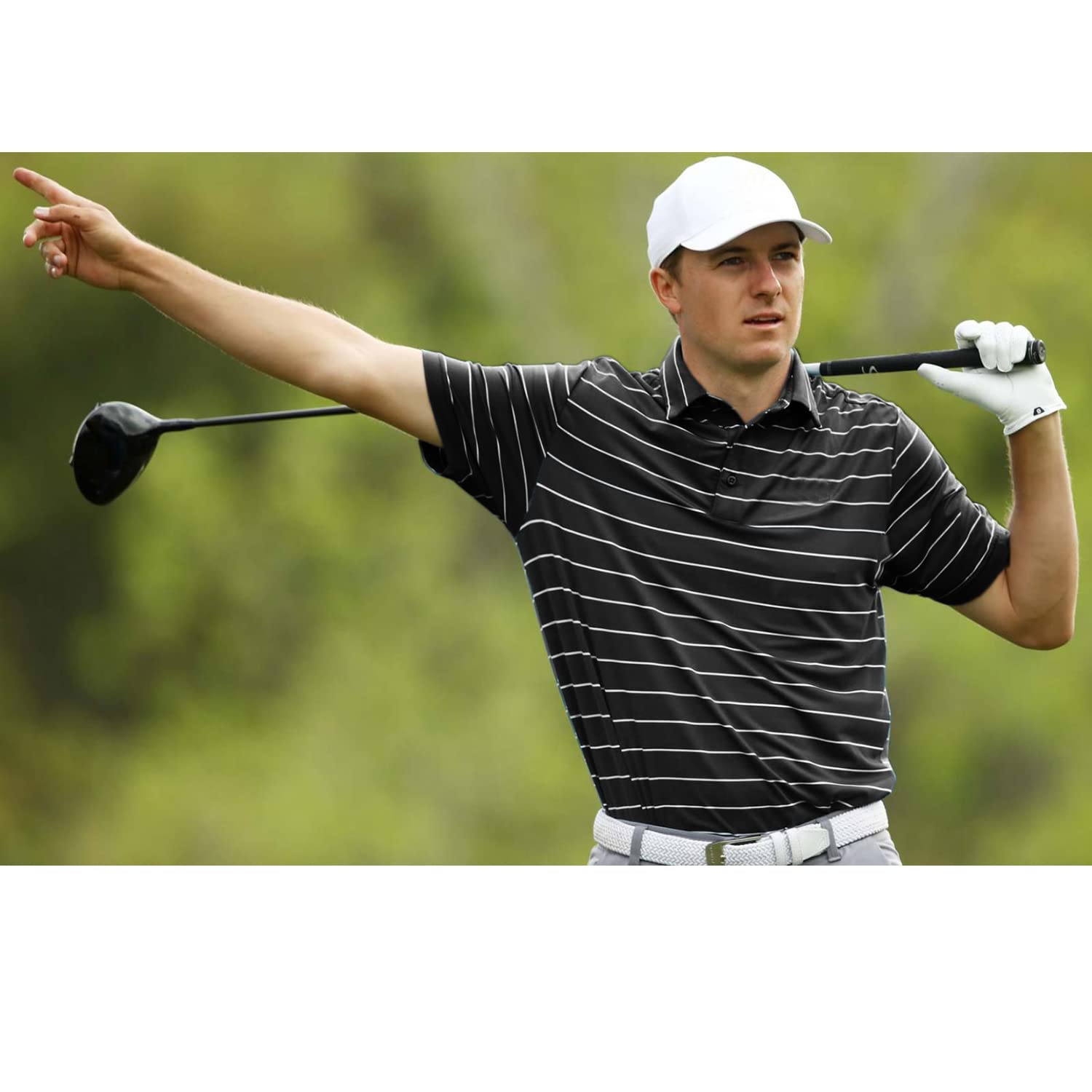 COOFANDY Men's Short Sleeve Polo Shirt Striped Golf Polo Shirts Regular Fit Golf Shirt with Pocket (Black, XX-Large)