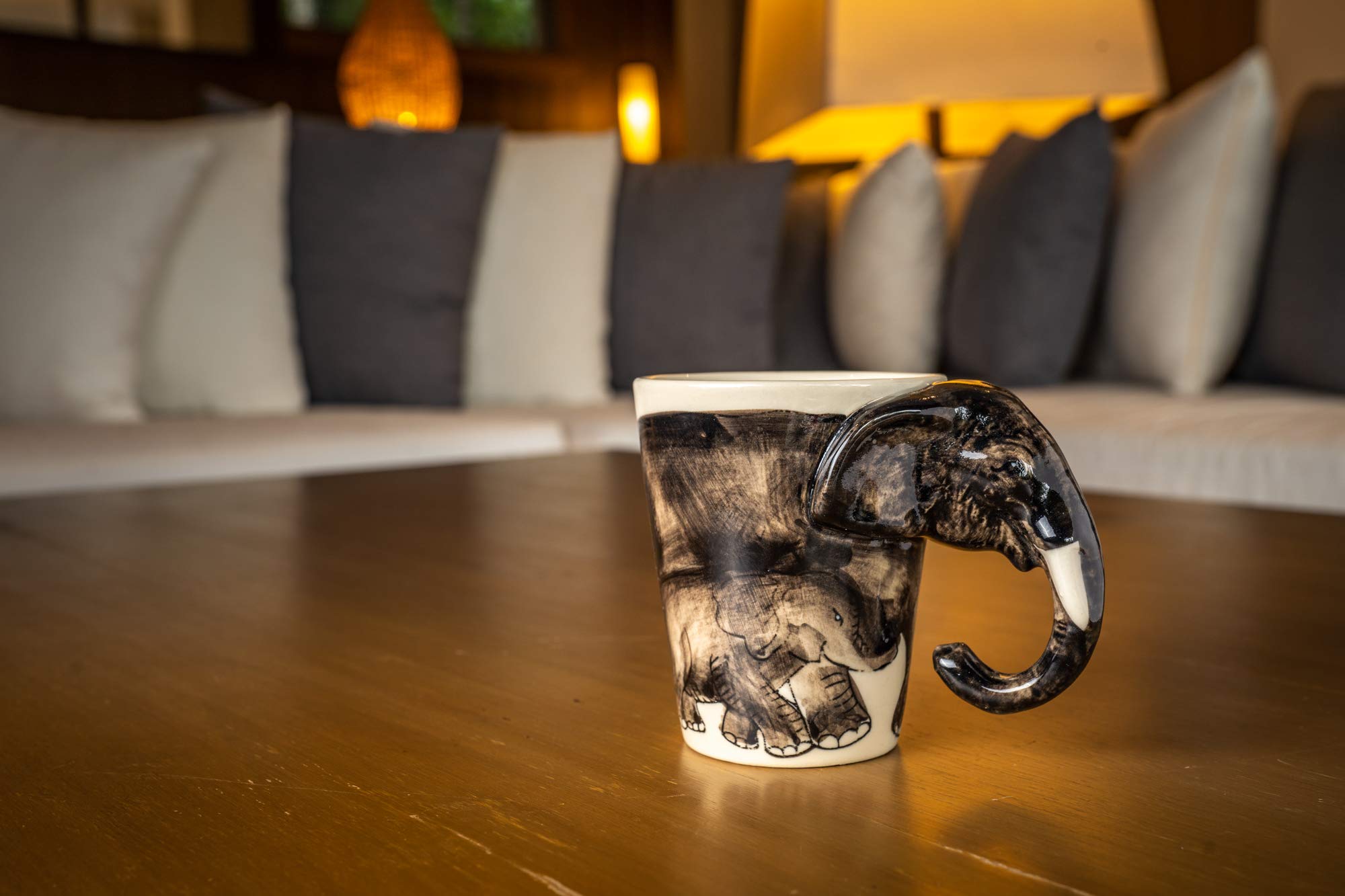 IYARA CRAFT 3D Elephant Coffee Mug 11oz - Handle is Sculpted Trunk, Cute Wildlife Design, Quality Ceramic, Microwave & Dishwasher Safe, Ideal for Tea & Hot Chocolate, 4.5" x 5"