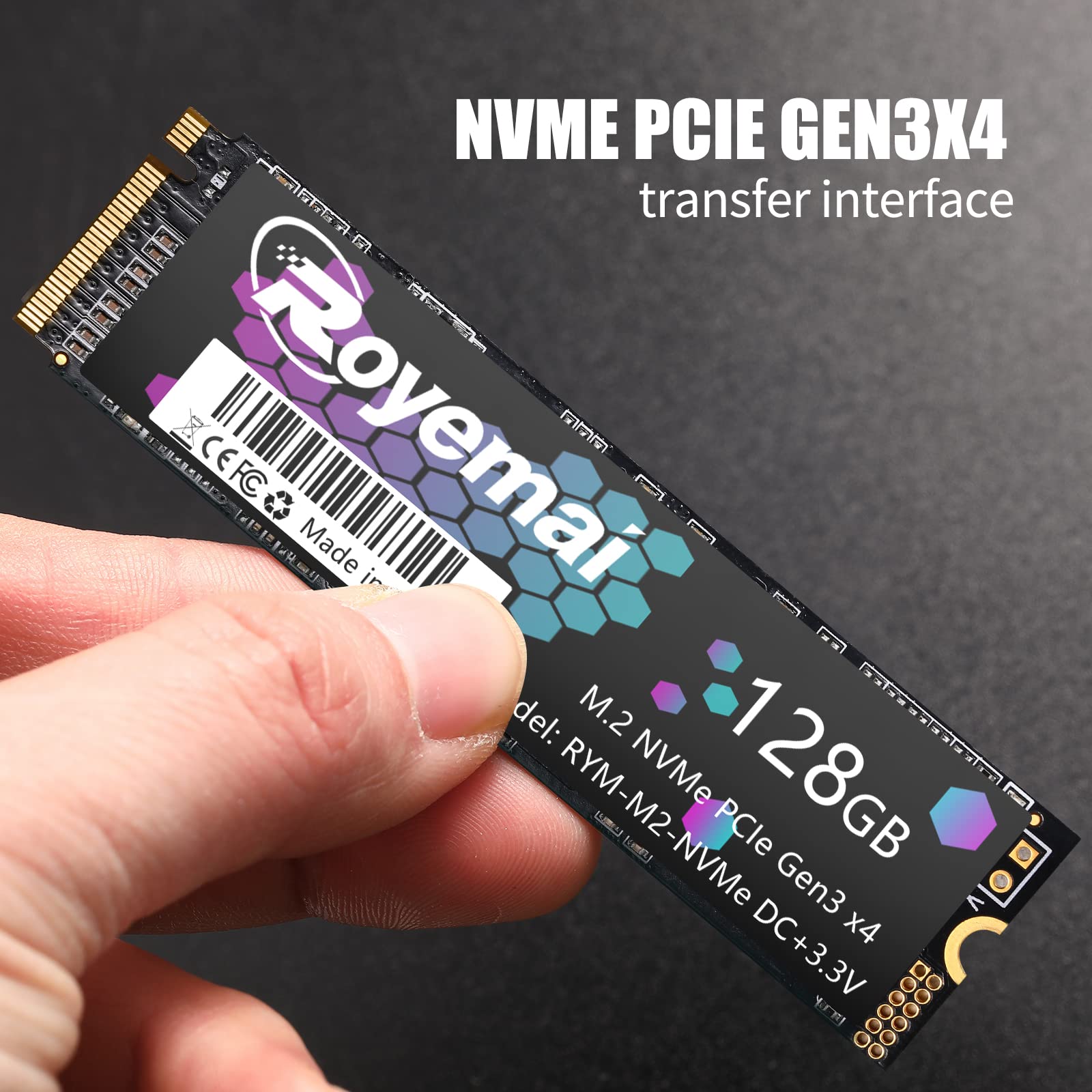 D DUOMEIQI 128GB SSD PCIe NVMe Gen3x4 M.2 2280 Internal Solid State Drive, 3D NAND TLC (Read/Write Speed up to 1800/600 MB/s), 128GB SSD Compatible with Laptop and PC Desktop