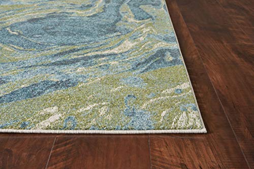 Kas Rugs Watercolors Mid-Century Abstract Area Rug - Teal 6'7" x 9'6"