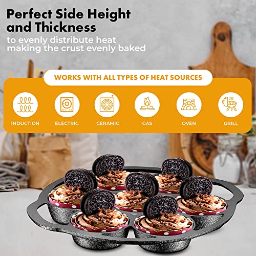 Bruntmor Premium Cast Iron 11-Cup Biscuit Pan, Rectangular Kitchen Non Stick Baking Tool for Scones, Cornbread, Muffins, Cup Cakes and Brownies, Black