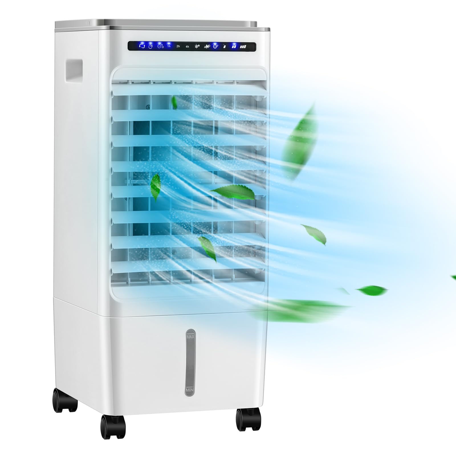 COSTWAY Portable Evaporative Air Cooler for Room, Include Remote Control, 4 Ice Packs, Portable Bladeless Fan with 3 Modes, 3 Speeds, 7H Timer, 6L Water Tank, Air Cooler for Indoor Use, Bedroom, White