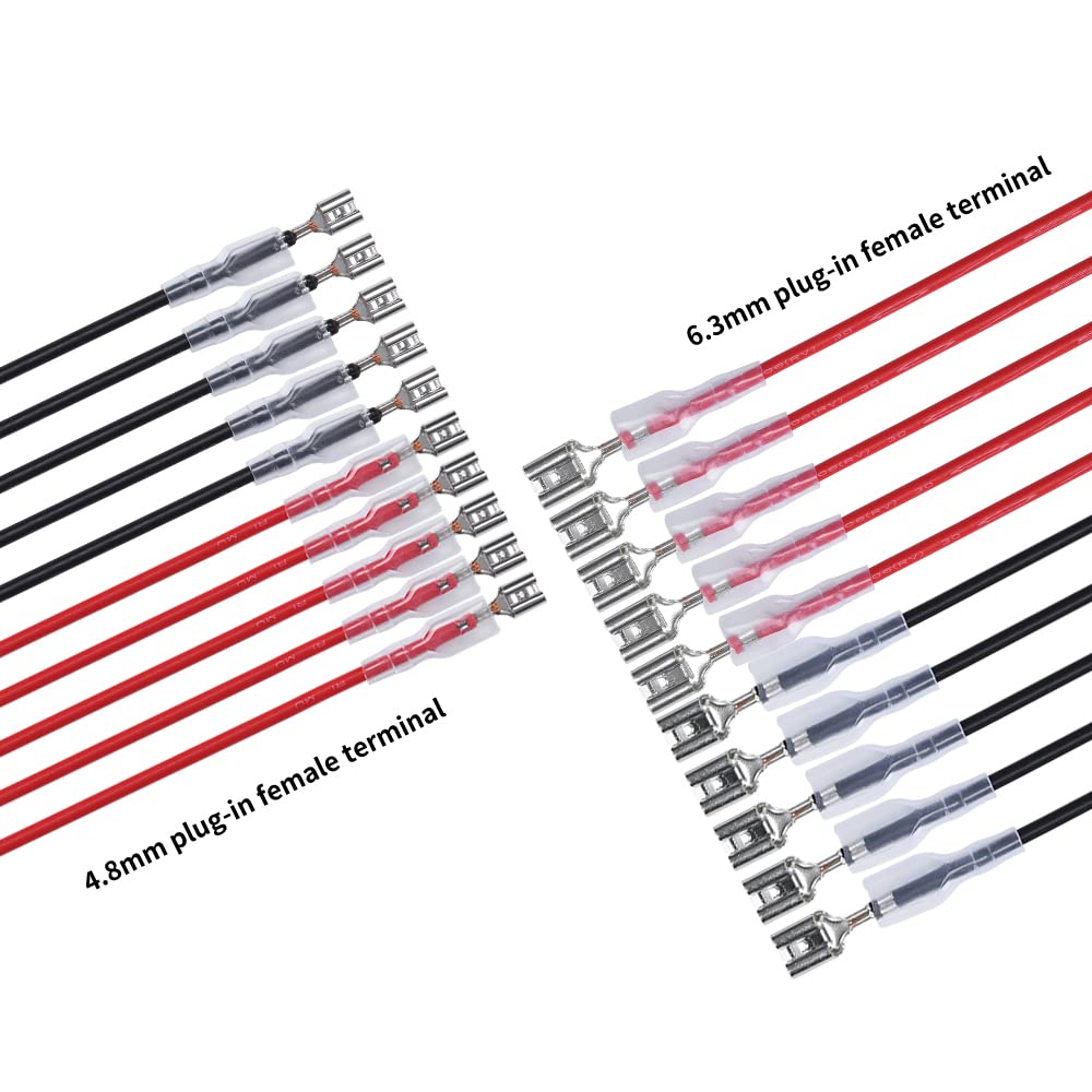 CNAODUN 32Pcs Female Spade Connector 4.8mm and 6.3mm Crimp Terminal with Insulating Sleeve and Wire Female Spade Quick Splice Assortment Kit