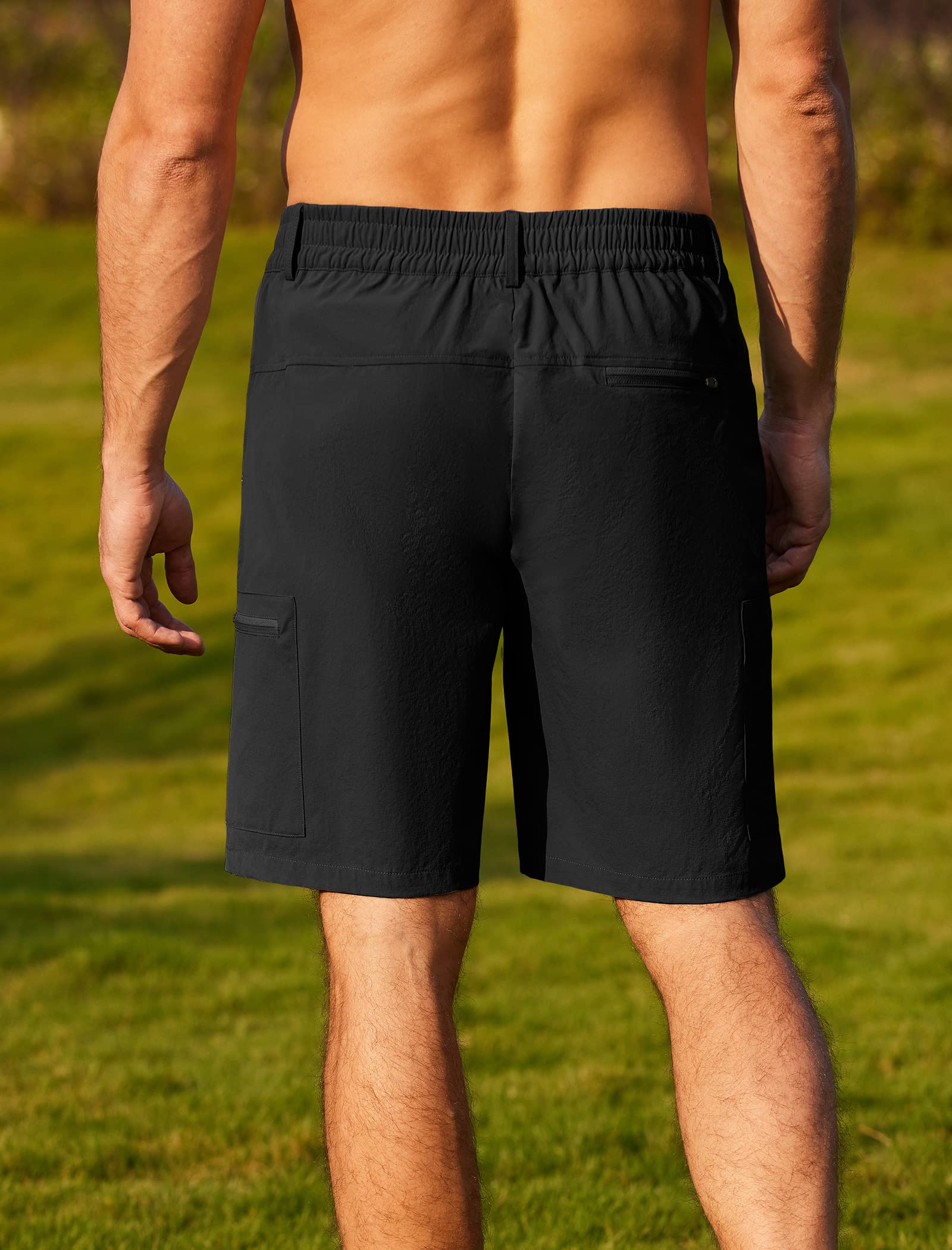 COOFANDY Mens Golf Shorts Quick Dry Stretch Hiking Cargo Shorts Lightweight Fishing Shorts with 5 Pockets Black