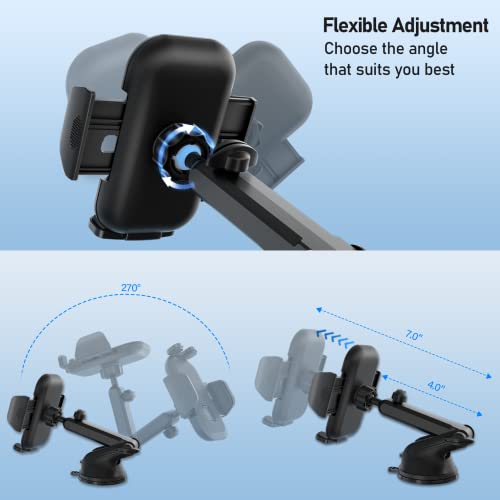 Fengtin Phone Mount for Car [Military-Grade Suction] 3 in 1 Car Phone Holder Mount Windshield Dashboard Air Vent Universal Car Dashboard Mount Phone Holder for Car Dashboard Fit All Smartphone