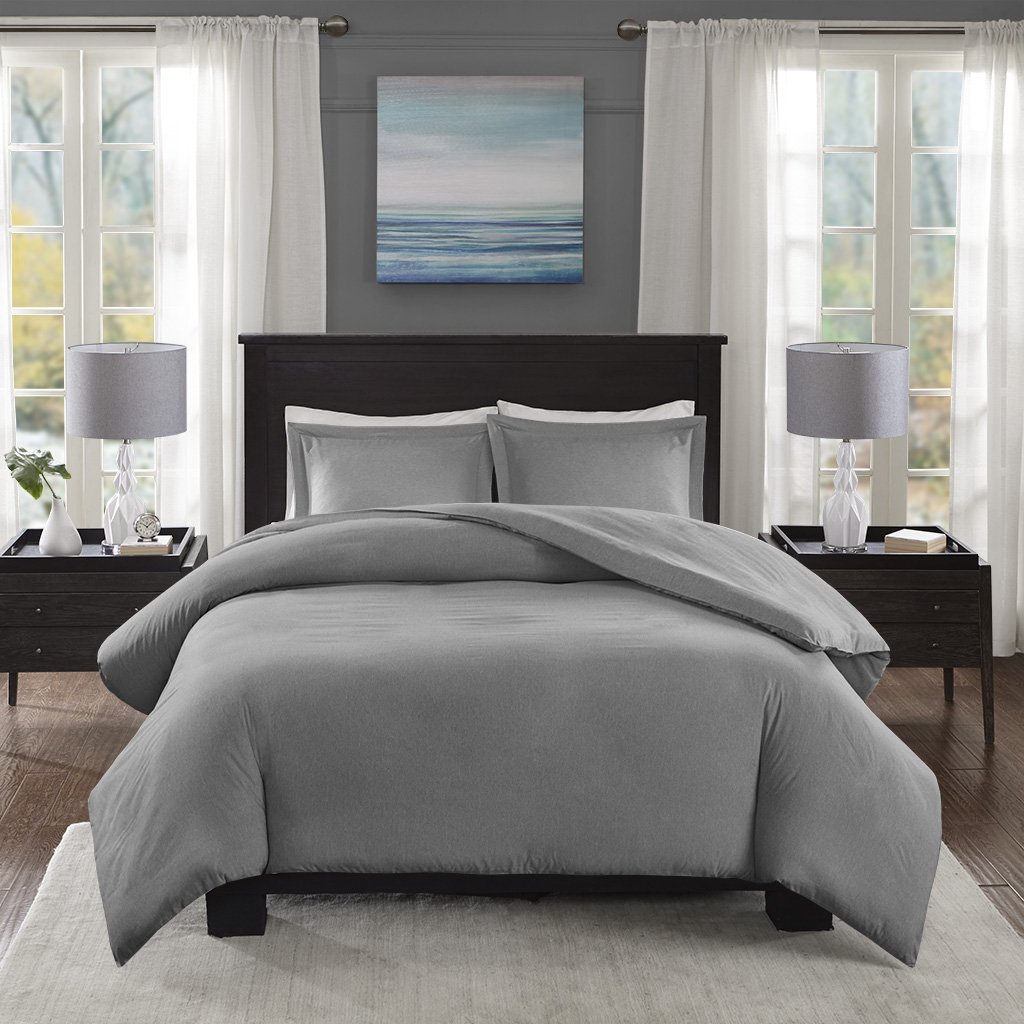 Madison Park Essentials Clay Duvet Cover Full/Queen Size - Blue , Solid Duvet Cover Set β 3 Piece β Ultra Soft Microfiber Light Weight Bed Comforter Covers