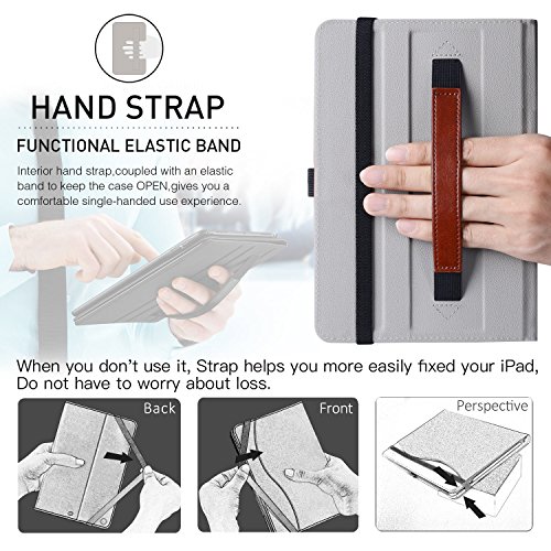 Ztotop iPad Mini 1/2/3 Case, Premium Leather Folio Stand Protective Case Smart Cover with Multi-Angle Viewing, Pocket, Functional Elastic Strap for Apple iPad Mini 3/ Mini 2/ Mini 1 - Brown