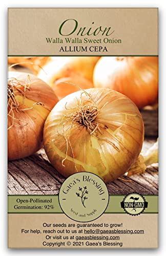 Gaea's Blessing Seeds - Onion Seeds - Non-GMO Heirloom Seeds with Easy to Follow Instructions (Walla Walla Sweet Onion) 93% Germination Rate