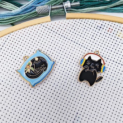 Kawaii Cats Cross Stitch Needle Minder, Needle Minder Magnetic, Needle Holder for Cross Stitch, Sewing, Embroidery and Needlework Accessories, Enamel and Magnetic(2 PCS)