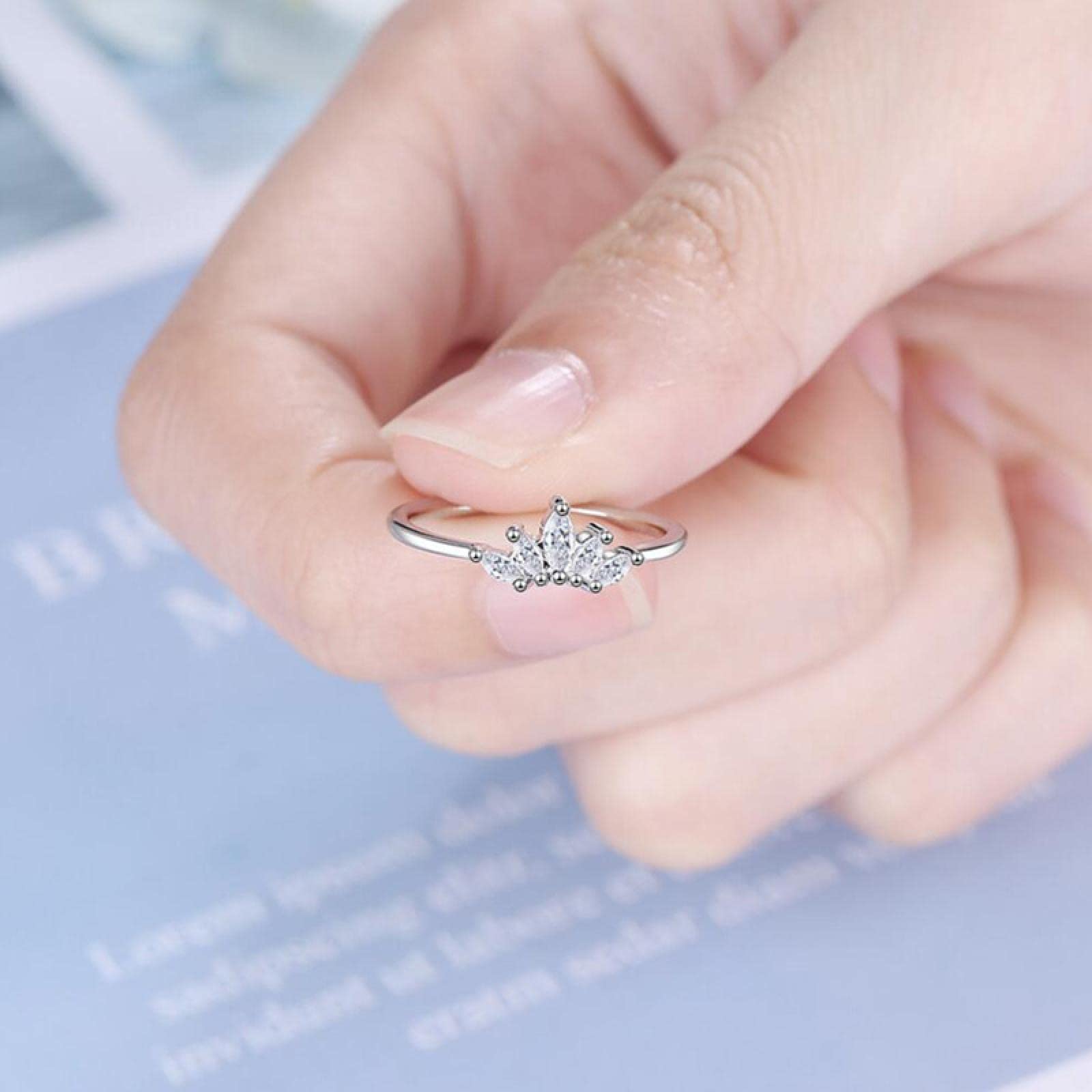 Couples Women'S 925 Sterling Silver Ring, Engagement Ring, Zircon Crown Ring, Adjustable Size Silver