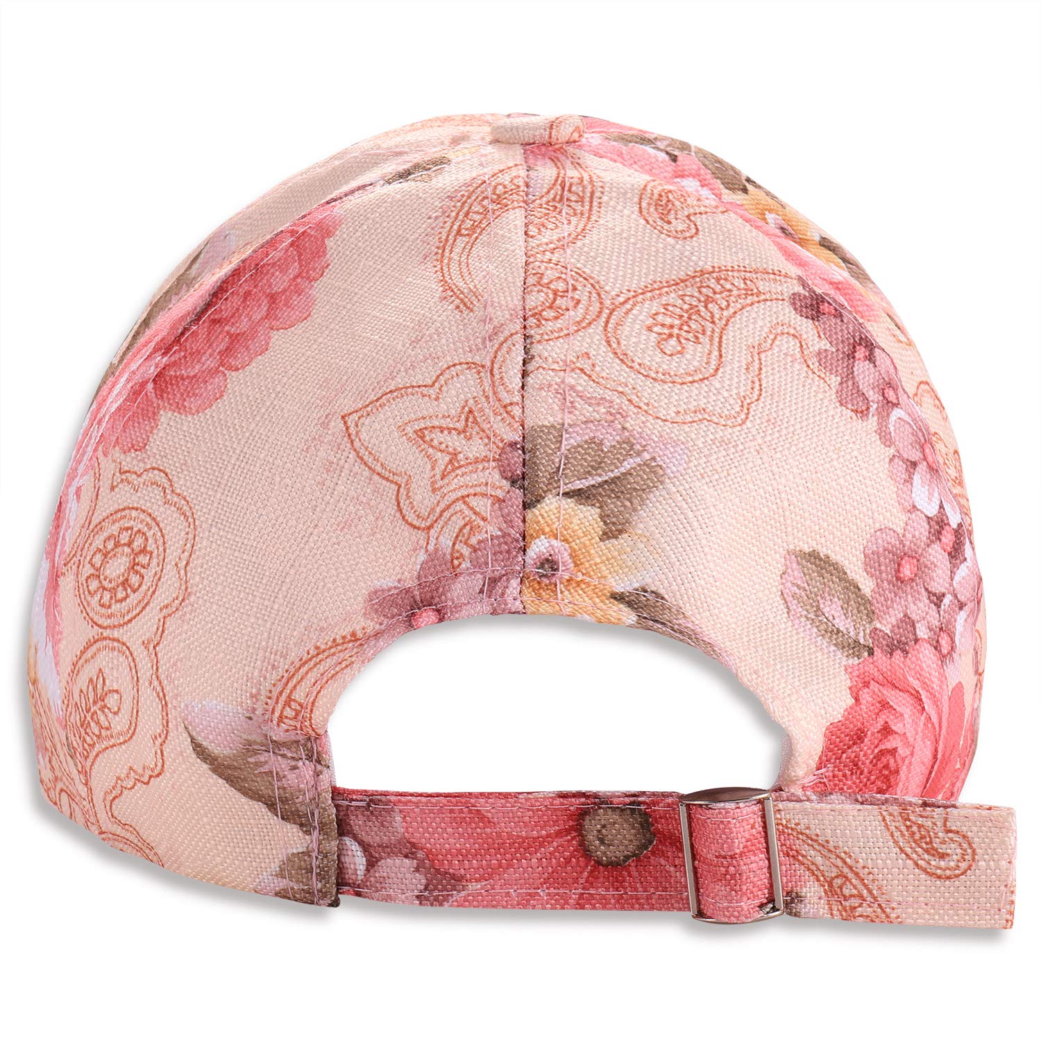 BSJELL Floral Baseball Cap for Women Adjustable Dad Hats Summer Casual Wide Brim Sun Protection Visor Hat (Beige Floral)