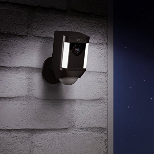 Certified Refurbished Ring Spotlight Cam Battery HD Security Camera with Built Two-Way Talk and a Siren Alarm, Black, Works with Alexa