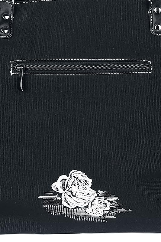 Lost Queen Women's Watch Skull Rose Shoulder Bag | Back in Black Handbag Purse
