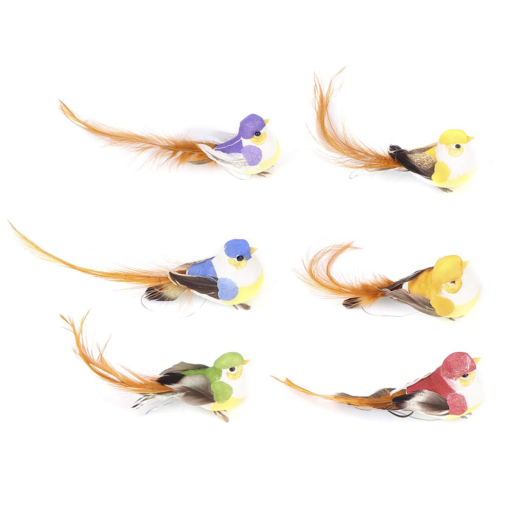 Oumefar 12Pcs Beautiful Simulated Birds Ornament,Lovely Artificial Simulation Foam Bird for Statues Tree Lawn Home Garden Decoration