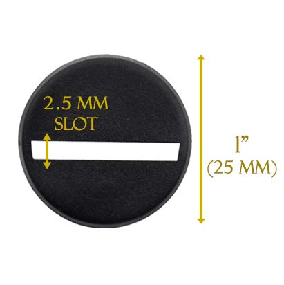 Stonehaven Miniatures 20PK - Slotted Miniature Bases, 1" Diameter - 2.5mm Slot - Designed for 28mm Scale Table Top War Game Miniatures - Plastic, Black
