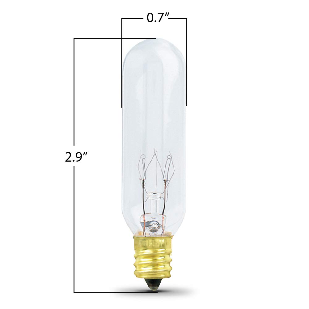 Feit Electric BP15T6-130 15-Watt T6 Tubular Incandescent Bulb with Candelabra Base, Clear, 2.9" L x 0.7" D