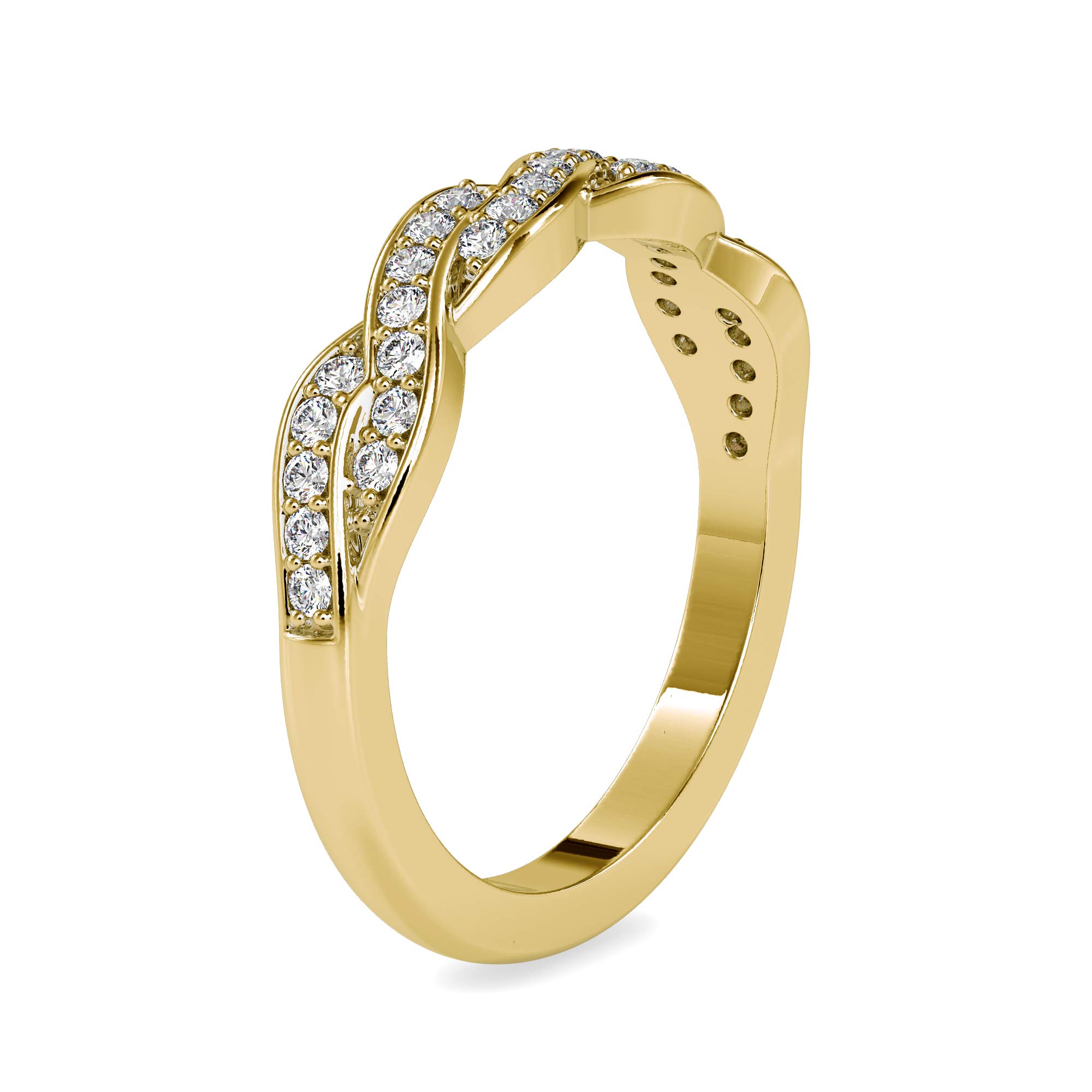 Certified Twisted Wedding Ring Studded With 0.29 Ct IJ-SI Natural Diamond In 14K White/Yellow/Rose Gold For Women On Her Anniversary Celebration