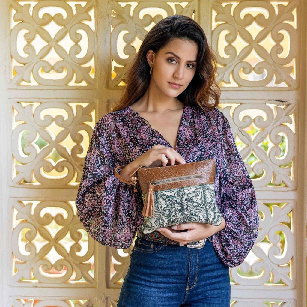 Myra Bag Hope Pouch Upcycled Cotton & Leather S-2914