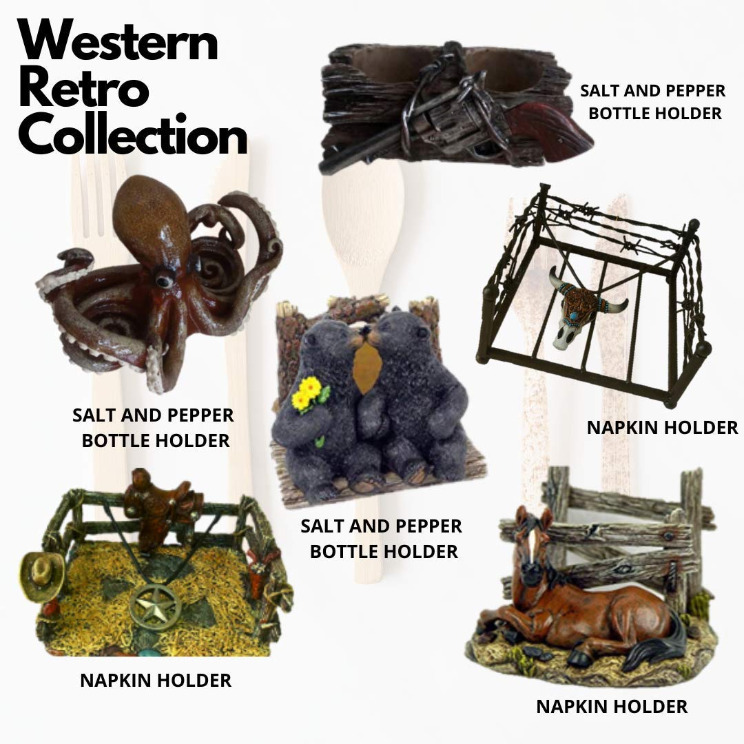Comfy Hour Western Retro Collection Resin Moose Beside Pine Tree Salt and Pepper Bottle, Lodge, Cottage and Cabin Style, S&P (Bottle Not Included)