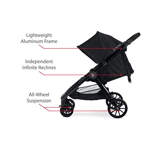 Britax B-Lively Double Stroller, Dove - Adjustable Handlebar + Easy Fold + Large UV50 Canopy