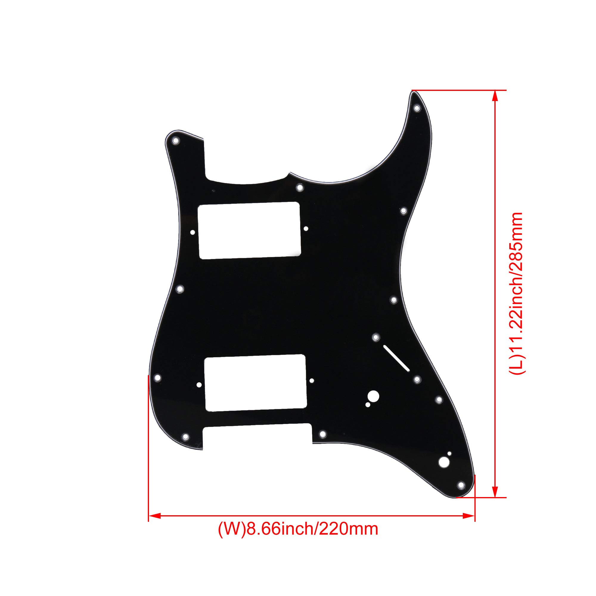 Bstinay 11 Hole Guitar Strat Pickguard HH Humbucker Standard Modern Style Pickguard Scratchplate 3Ply Black