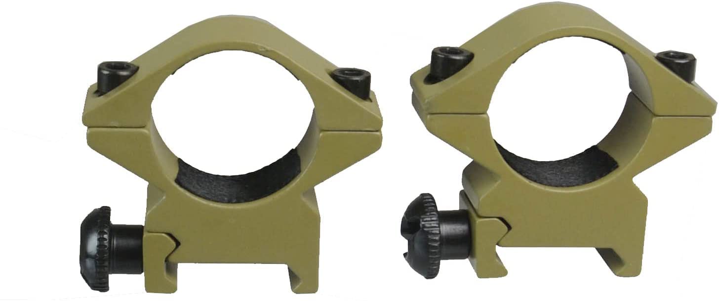 DB TAC INC Tan Color 2-7x32 Long Eye Relief Scout Scope with Weaver Scope Rings, Tan Dark Earth Anodized, Blue
