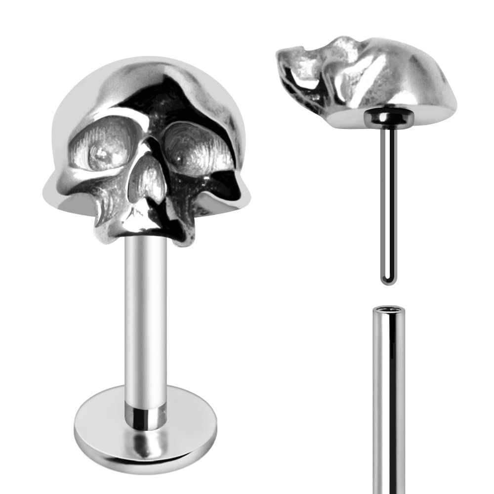 Covet Jewelry 316L Stainless Steel Skull Push In Labret